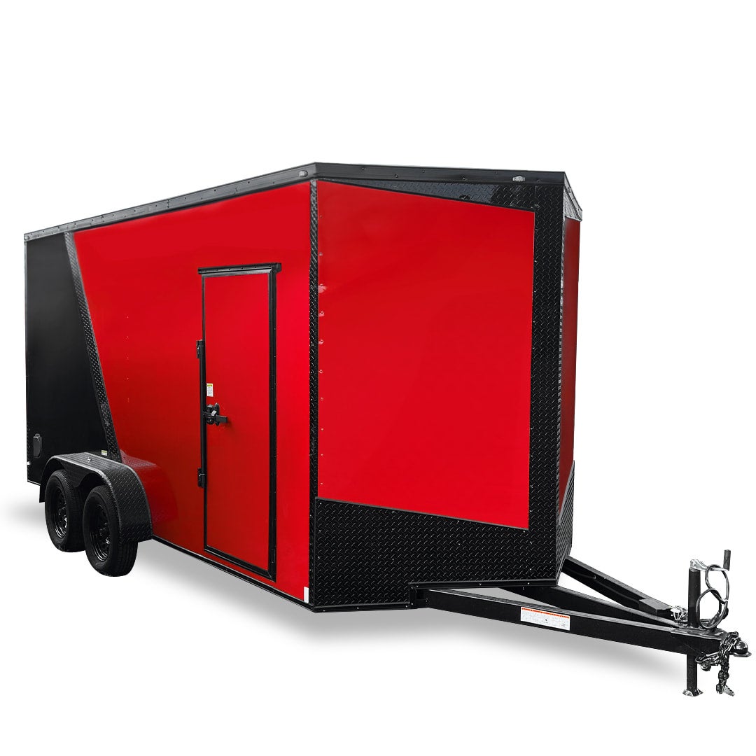 7x16 Tandem Axle Red and Black Cargo Trailer | Overland Trailers