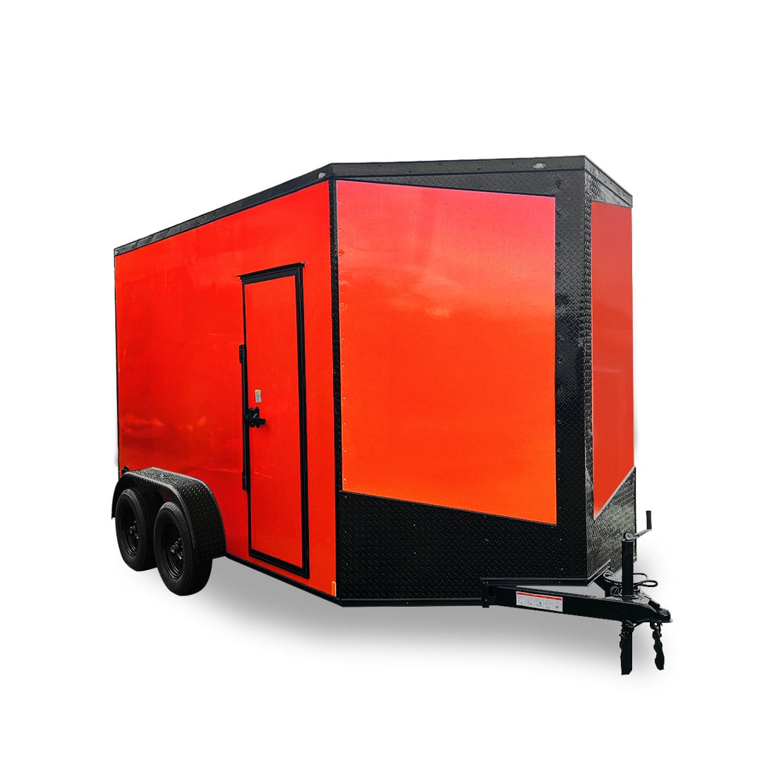 7x14 Tandem Axle Orange Cargo Trailer | Overland Trailers